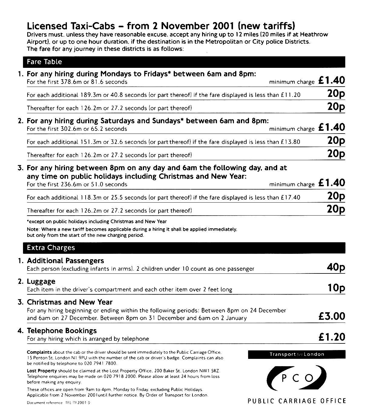 Free Download PDF Taxi Fare Tables - London Vintage Taxi Association